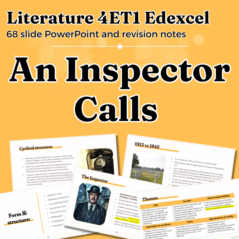 An Inspector Calls IGCSE Revision for Edexcel Literature 4ET1 - Taughtly